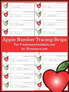 Apple Themed Number Tracing Printables – Lesson Plans