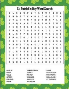 Printable St. Patrick’s Day Word Search – Lesson Plans