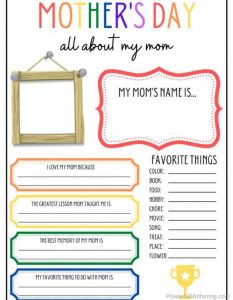 Printable Mother’s Day Prompts – Lesson Plans