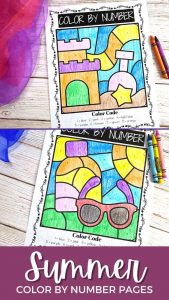 Summer Color by Number Sheets – Lesson Plans